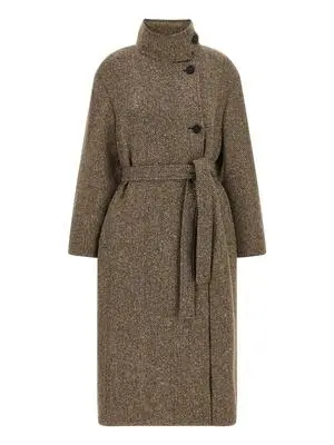Brunello Cucinelli Sparkling Virgin Wool Chevron Coat - Brown