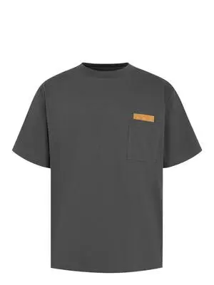 Bottega Veneta Pima Cotton Jersey T-shirt With Leather Detail - Blue