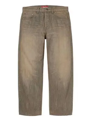 Supreme Distressed Loose Fit Selvedge Jeans - Grey