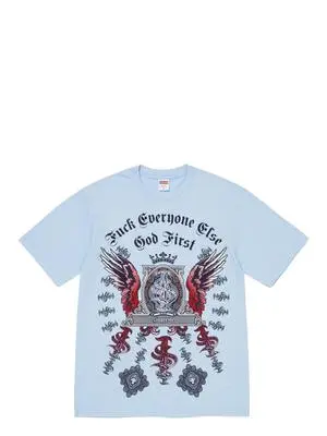 Supreme God First" Graphic T-shirt - Blue