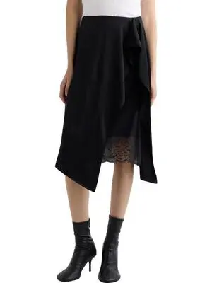 Acne Studios Acne Studios Asymmetric Ruffle Midi Skirt Black