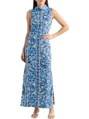 Lilly Pulitzer® Sleeveless High Neck Maxi Dress - Low Tide Navy