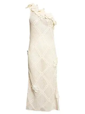 JW Anderson One-shoulder Floral Crochet Dress - Limestone