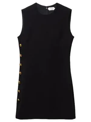 Versace Techno Cady Stretch Sleeveless Mini Dress With Medusa Buttons - Black