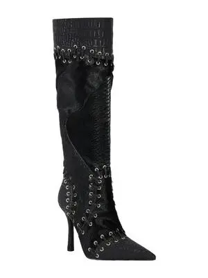 AZALEA WANG Novak Knee High Stiletto Boot - Black