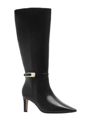 FRANKIE4 Evie Leather Knee-high Boots With Buckle Detail - Black