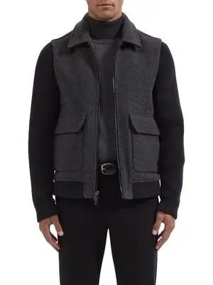 Bugatchi Hybrid Knit Blouson Jacket - Black