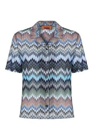 Missoni Short Sleeve Chevron Snake Motif Viscose Shirt - Multicoloured