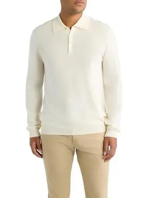 Bugatchi Merino Wool Polo Sweater - Chalk