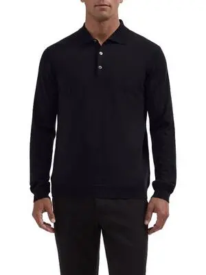 Bugatchi Merino Wool Polo Sweater - Navy