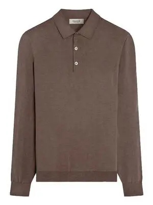Bugatchi Merino Wool Polo Sweater - Walnut