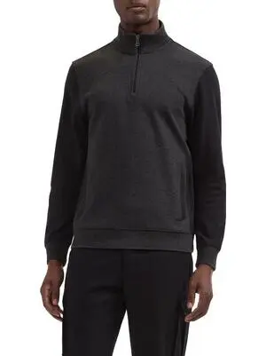 Bugatchi Quarter-zip Pullover Mock Neck Knit - Black