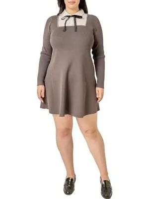 English Factory Mixed Media Sweater Dress - Grey