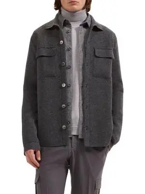 Bugatchi Wool & Cashmere Button-front Cardigan - Storm