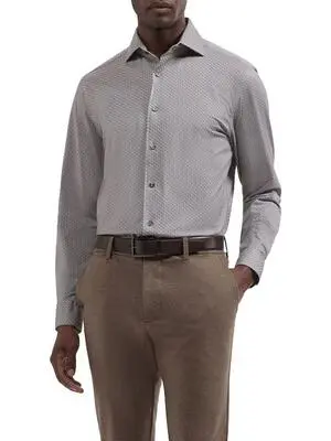 Bugatchi Devon Ooohcotton® Geo Print Button-up Shirt - Cement
