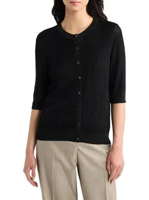 BOSS Fialora Crewneck Cardigan - Black