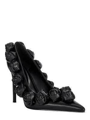 AZALEA WANG Rosina Pump With Floral Embellishments - Black