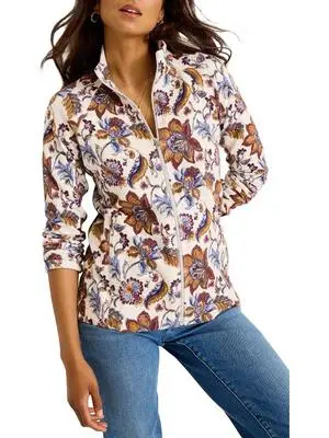 Tommy Bahama Aruba Mesa Shores Full Zip Hoodie With Floral Print - Coconut