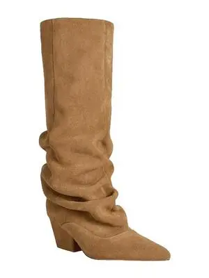 AZALEA WANG Francoise Knee-high Slouch Leather Boot - Camel