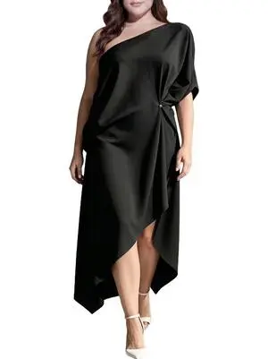 STANDARDS & PRACTICES Asymmetrical One-shoulder High-low Dress - Black