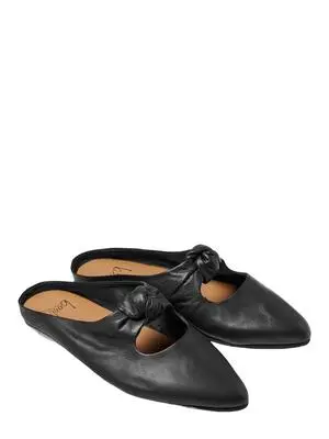 Beek Noddy Leather Flat Mule - Black