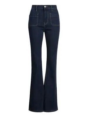 Warp + Weft Mia Patch Pocket High Waist Flare Jeans - Long Gone