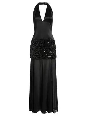 Shona Joy Bianca Sequin Halter Gown - Black