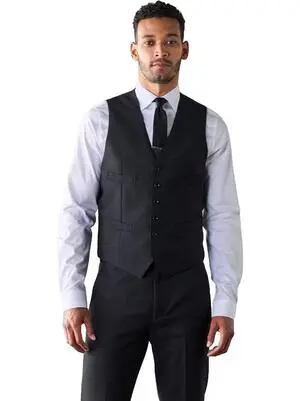 THE BLACK TUX Merino Wool Suit Vest - Black