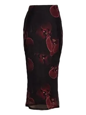 JENNAFER GRACE Orchid Print Pencil Skirt - Black