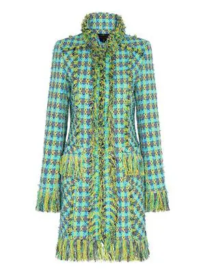 BEATRICE VON TRESCKOW Aqua Lime Fringed Lacy Coat - Green