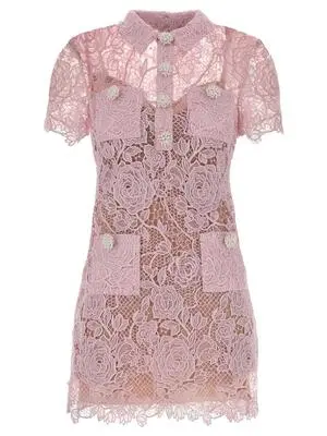 SELF-PORTRAIT Pastel Lace Mini Dress - Pink