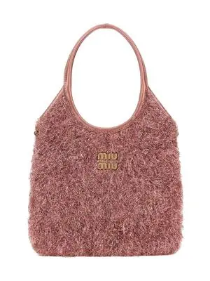 Miu Miu Miu Miu Embellished Fabric Handbag Pink