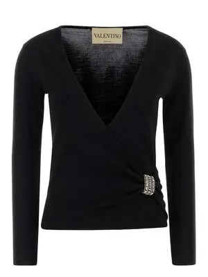 Valentino Garavani Wool V-neck Pullover - Black