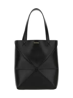 Loewe Leather Mini Puzzle Fold Handbag - Black