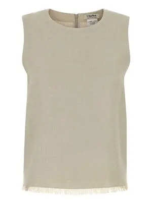 Max Mara Anika Tank Top In Stretch Linen Blend - Brown