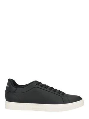 Emporio Armani Leather Low Top Sneakers - Black