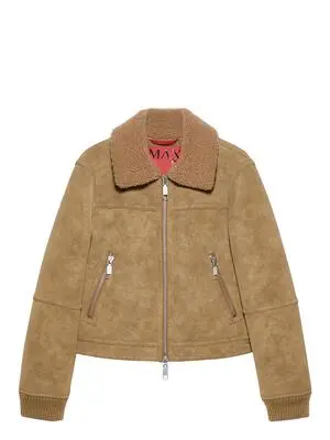 Max & Co. Faux Shearling Collar Aviator Coat - Brown