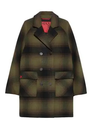 Max & Co. Virgin Wool Blurred Check Coat - Green