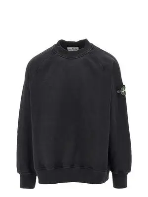 Stone Island Heavy Cotton Crewneck Sweatshirt An - Black