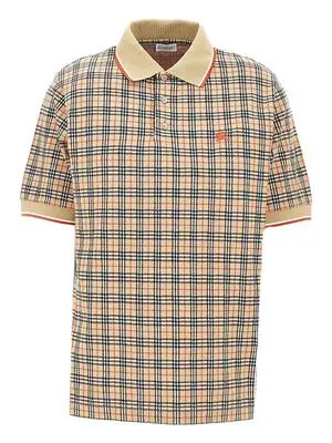 Burberry Check Jerey Polo Hirt Man Beige