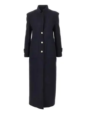 PINKO PINKO Wool-Blend Long Coat With Antique Gold Buttons