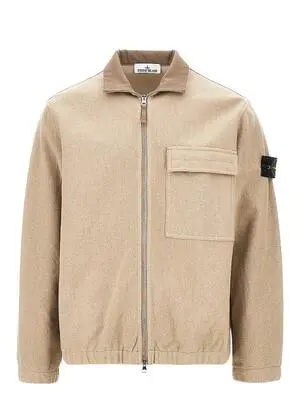 STONE ISLAND Wool-blend Full-zip Overshirt An
