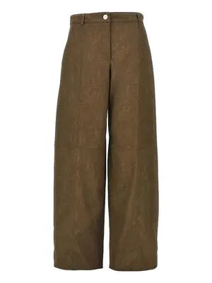 PINKO PINKO Wide Leg Nubuck-Effect Fabric Pants