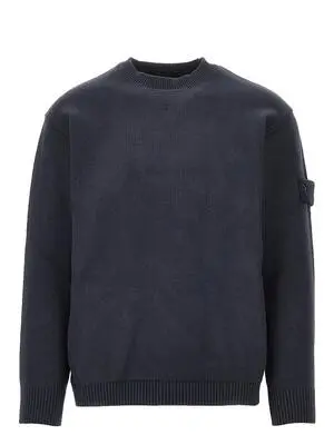 Stone Island STONE ISLAND Cotton-Blend Crewneck Sweater With Logo Badge Blue