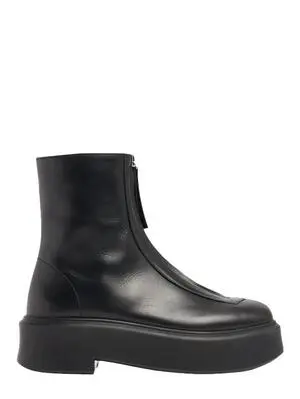 THE ROW Side Zip Ankle Boots - Black