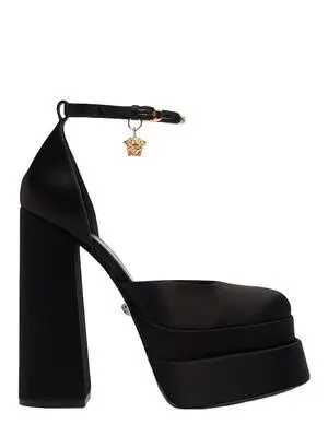 Versace Platform Mules With Block Heel And Ankle Strap - No