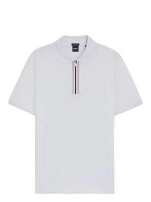 Hugo Boss Short-sleeved Zip-up Polo Shirt - White