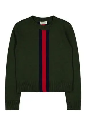Gucci Longsleeve Crewneck Knit Sweater With Contrast Stripe - Black
