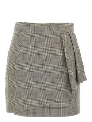 KAOS Prince Of Wales Check Wrap Mini Skirt - Grey