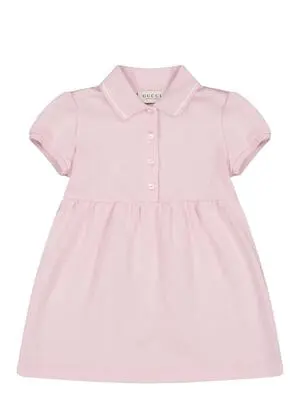 Gucci Short-sleeved Polo Dress With Gathered Waist - Pink